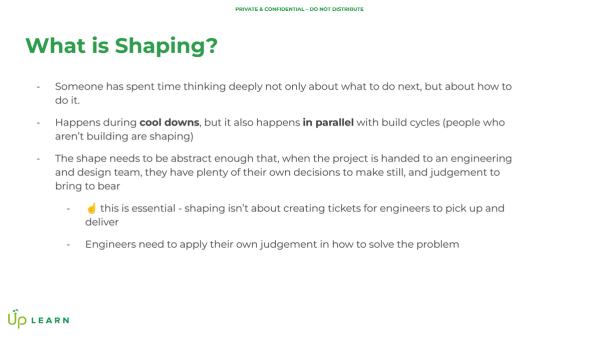 Adopting the Shape Up process at Up Learn