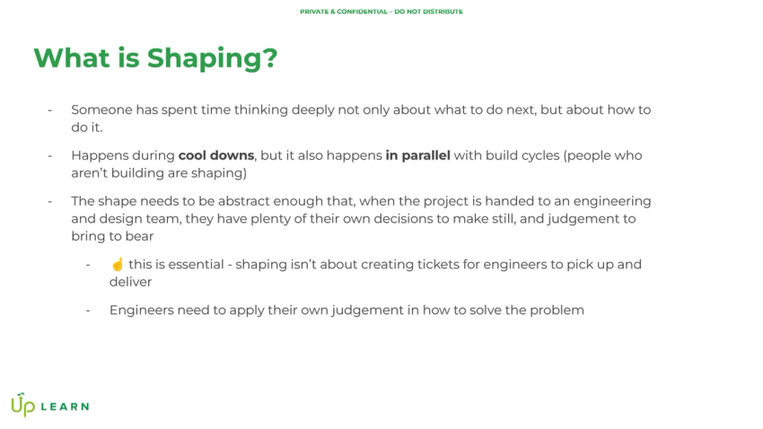 Adopting the Shape Up process at Up Learn