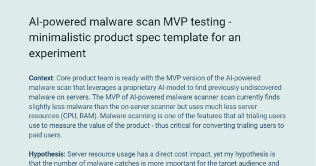 Product Spec for AI-powered Malware Scan MVP at BitNinja