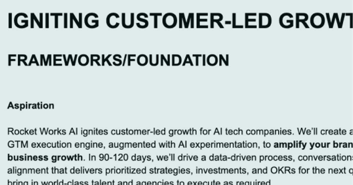 Growth strategy framework for Rocket Works AI