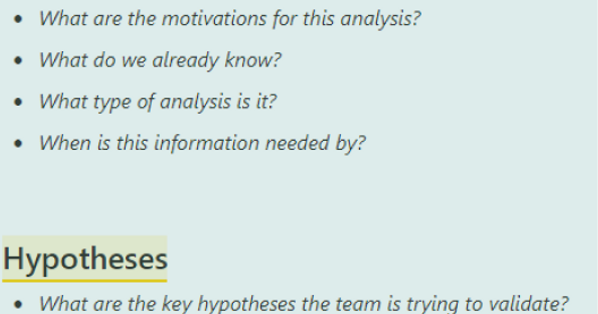 Analysis Scoping Template at Faire