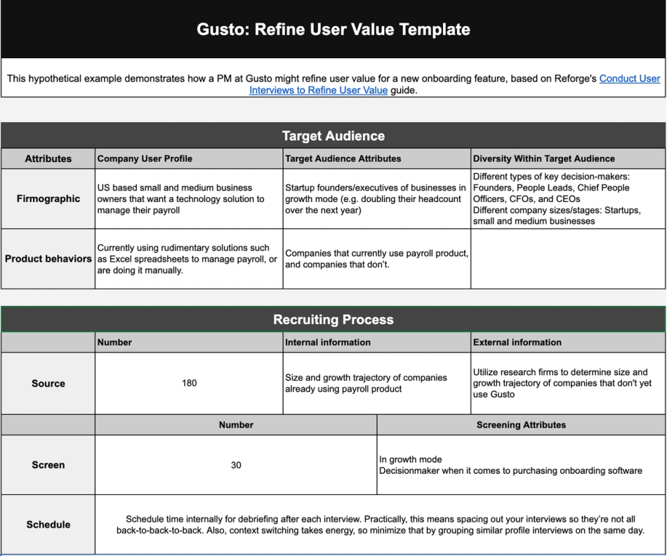 Refine user value template: Gusto example