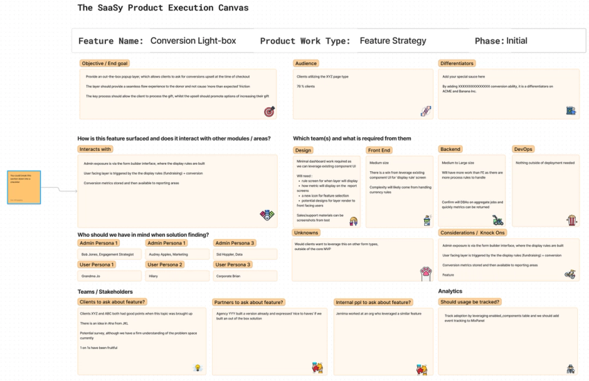 The SaaSy Product Execution Canvas at Engaging Networks
