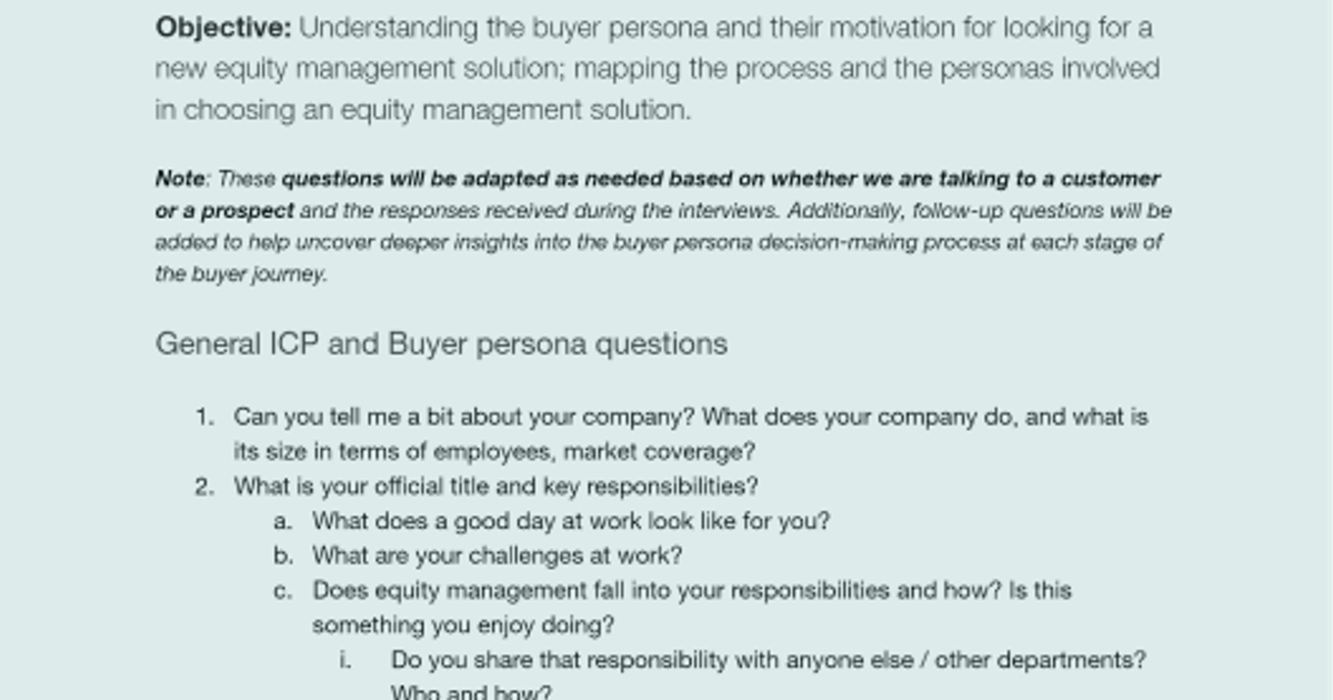 Persona development interview guide by Valeriya Yordanova