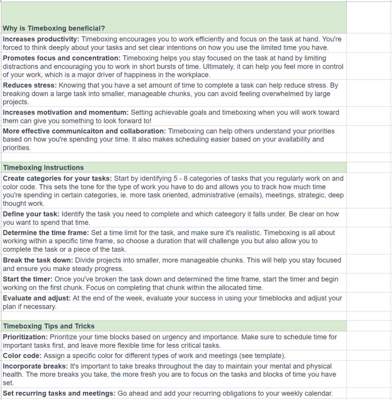 Timeboxing Template by Crystal Proenza