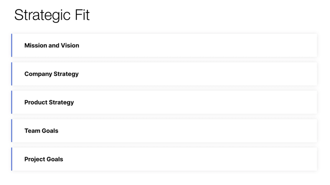 Product review template from Reforge