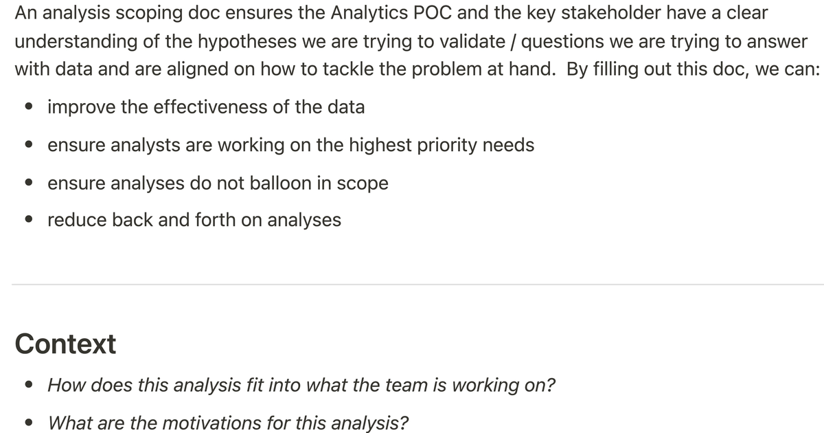 Analysis Scoping Template at Faire