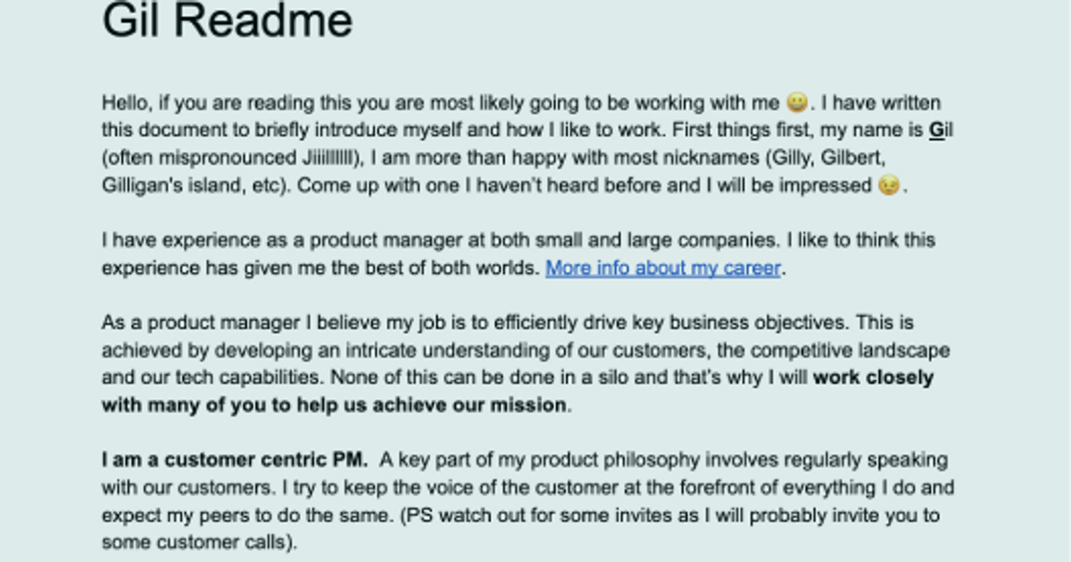Product Manager ReadMe by Gil Pollak