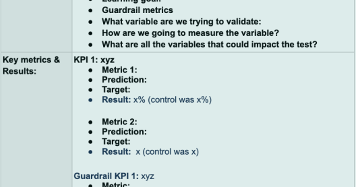 Experiment overview template by Harry Andreou
