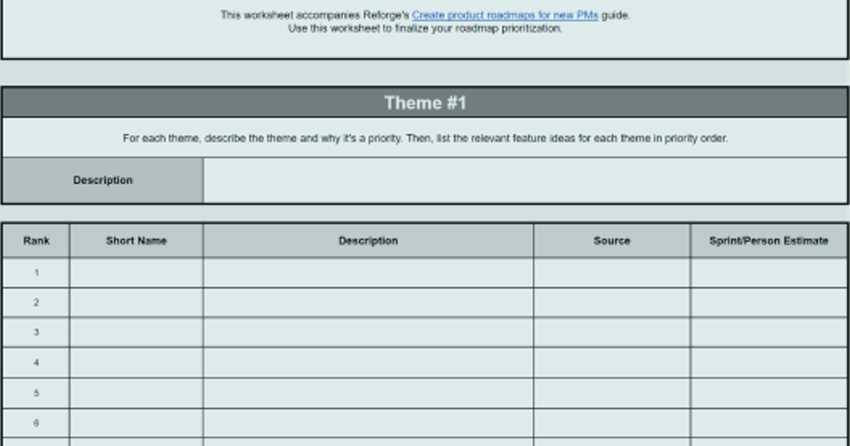 Feature prioritization template from Reforge