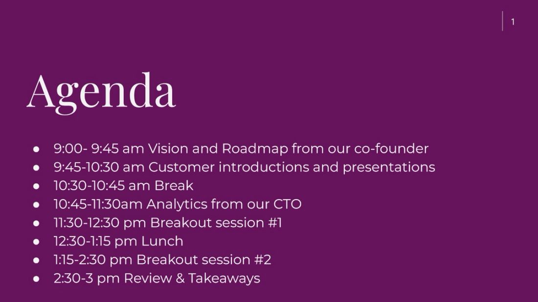 Customer Advisory Board Live Event Agenda and Breakouts