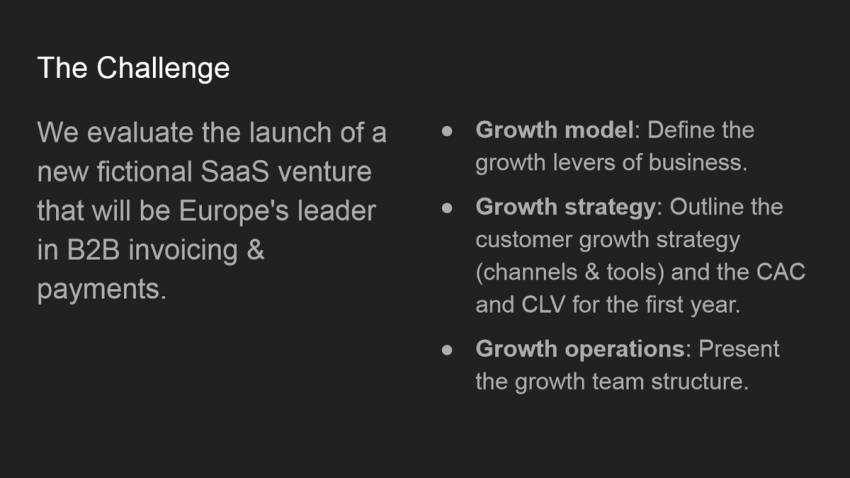 Growth challenge case study for BCG Digital Ventures