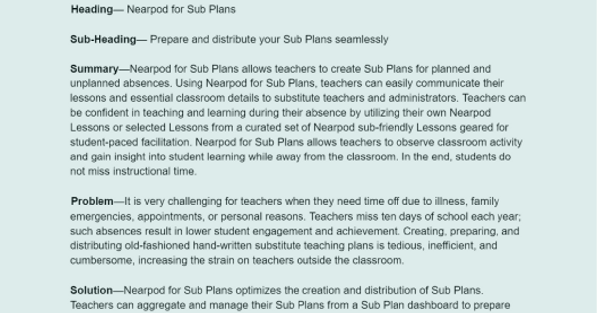 Mock Press Release Exercise at Nearpod