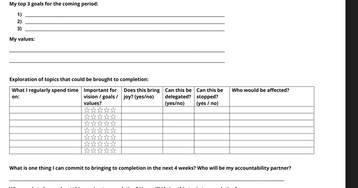 Prioritization Framework And Worksheet
