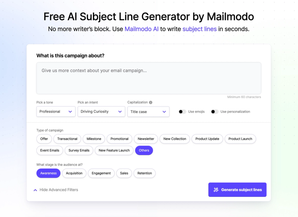AI Subject Line Generator by Mailmodo