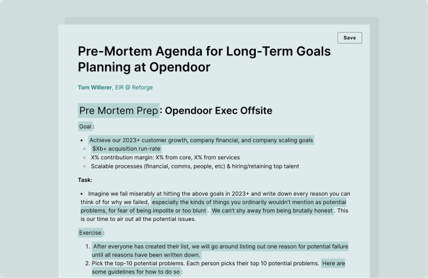 Premortem Meeting Template from Avenir Design