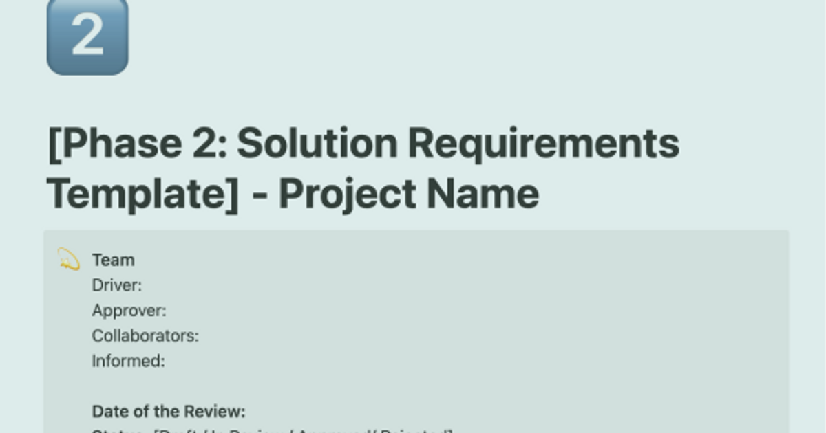 Solution Requirements Template at Nuvocargo