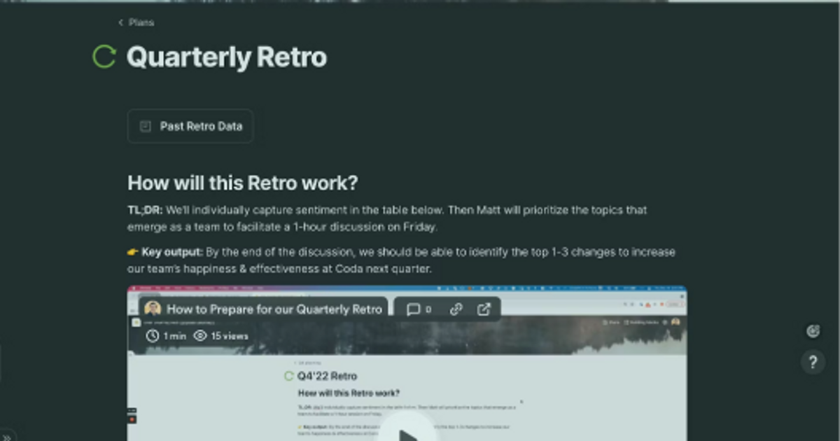 Quarterly retrospective process at Coda