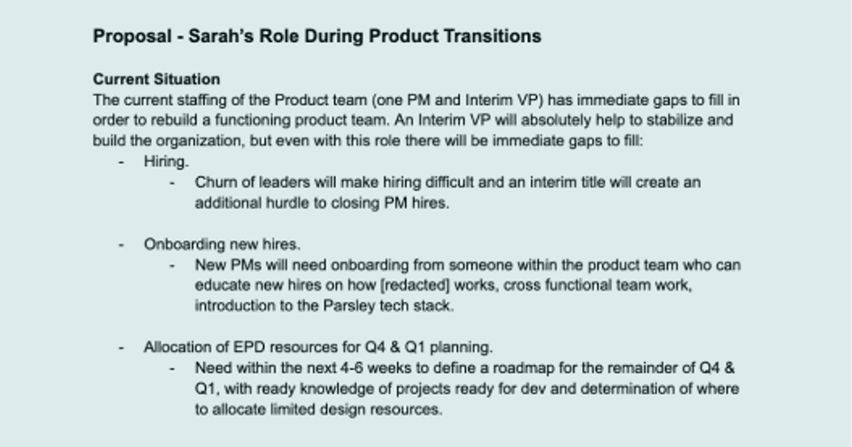 Promotion Case to Become Director of Product