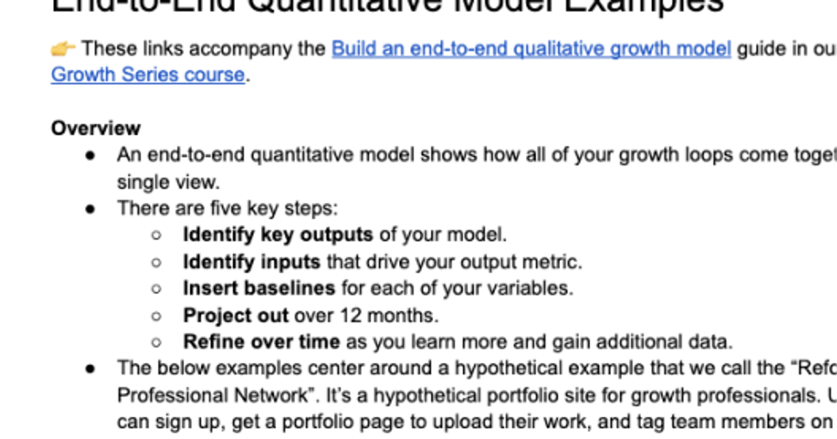 End-to-end quantitative growth model
