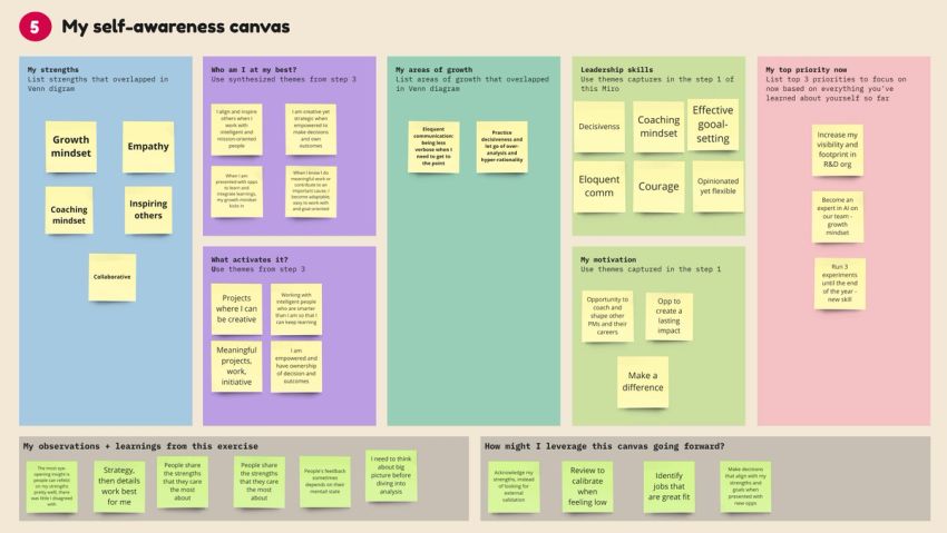 PM self-awareness canvas for building leadership skills
