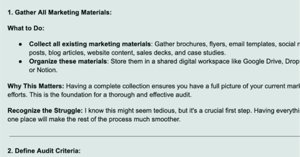 Using AI to audit existing marketing materials