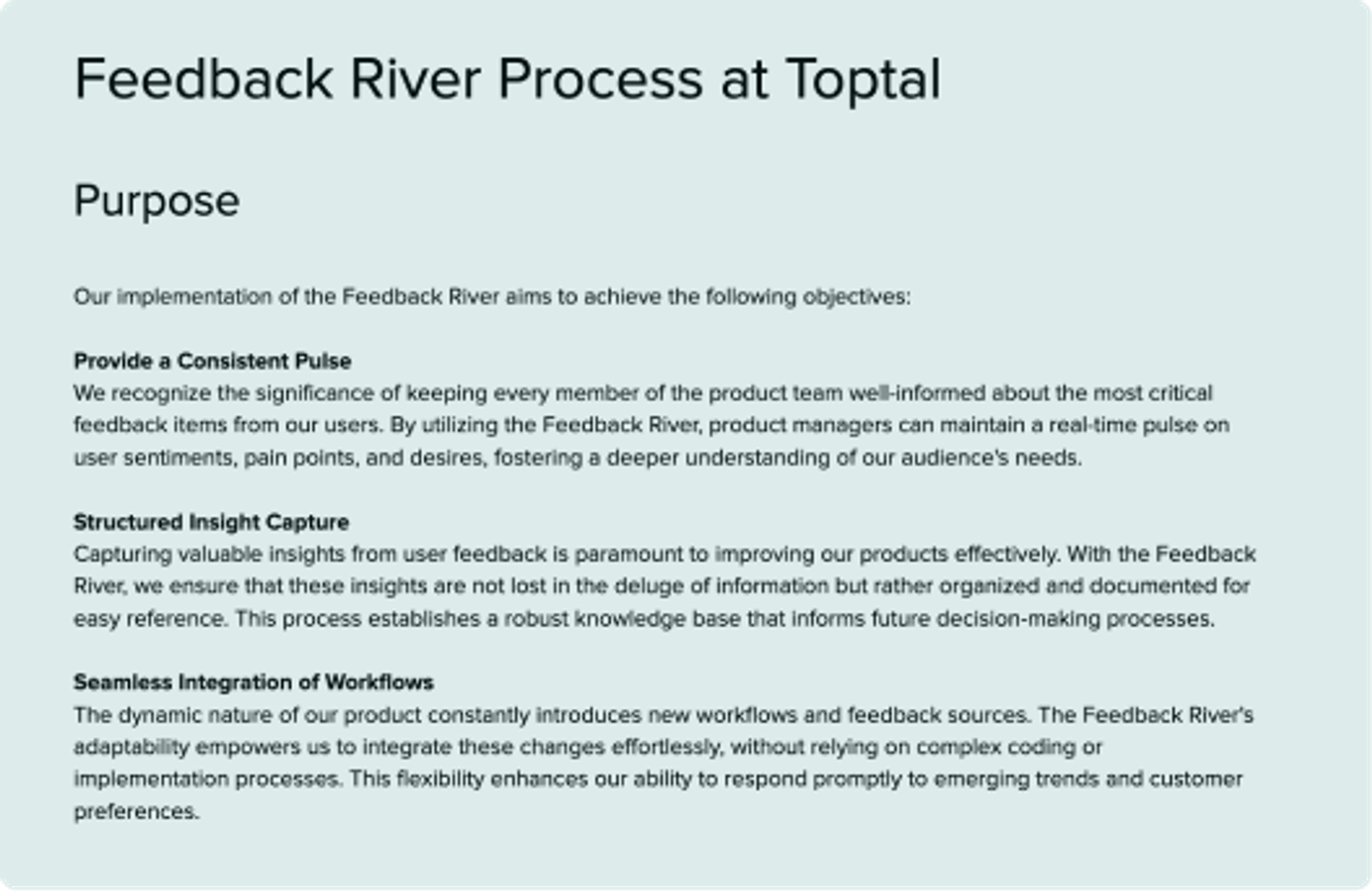 Feedback management system template at Reforge