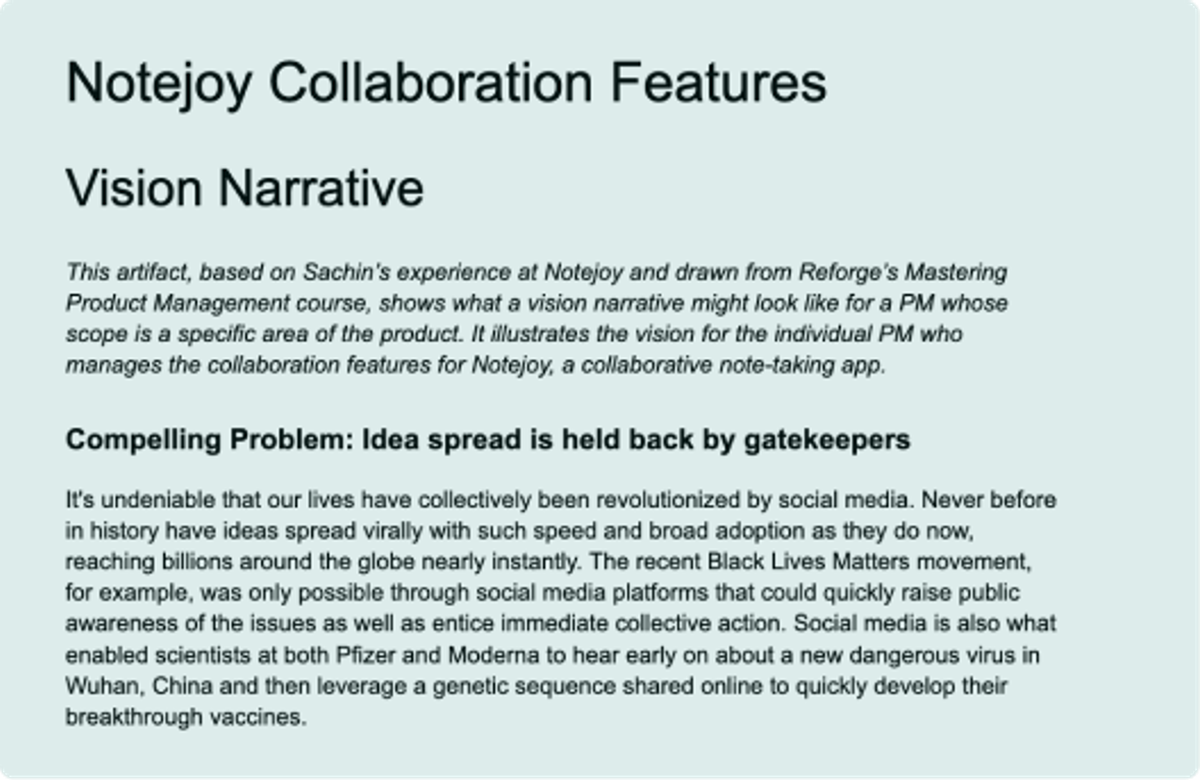 Articulate the vision for your scope of work