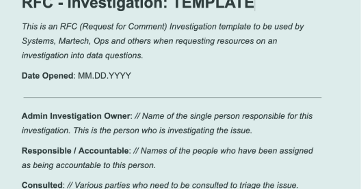 Data Investigation Template at Ramp