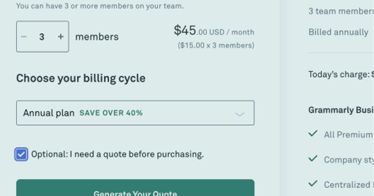 Product flow to automatically generate quotes at Grammarly