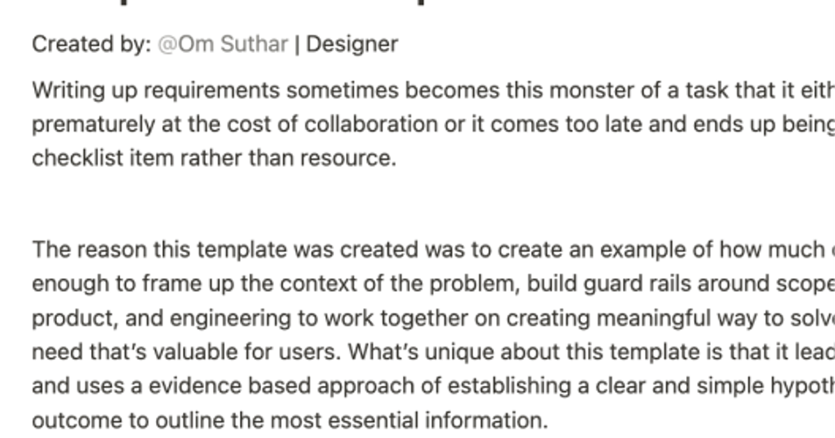 PRD template at Personify