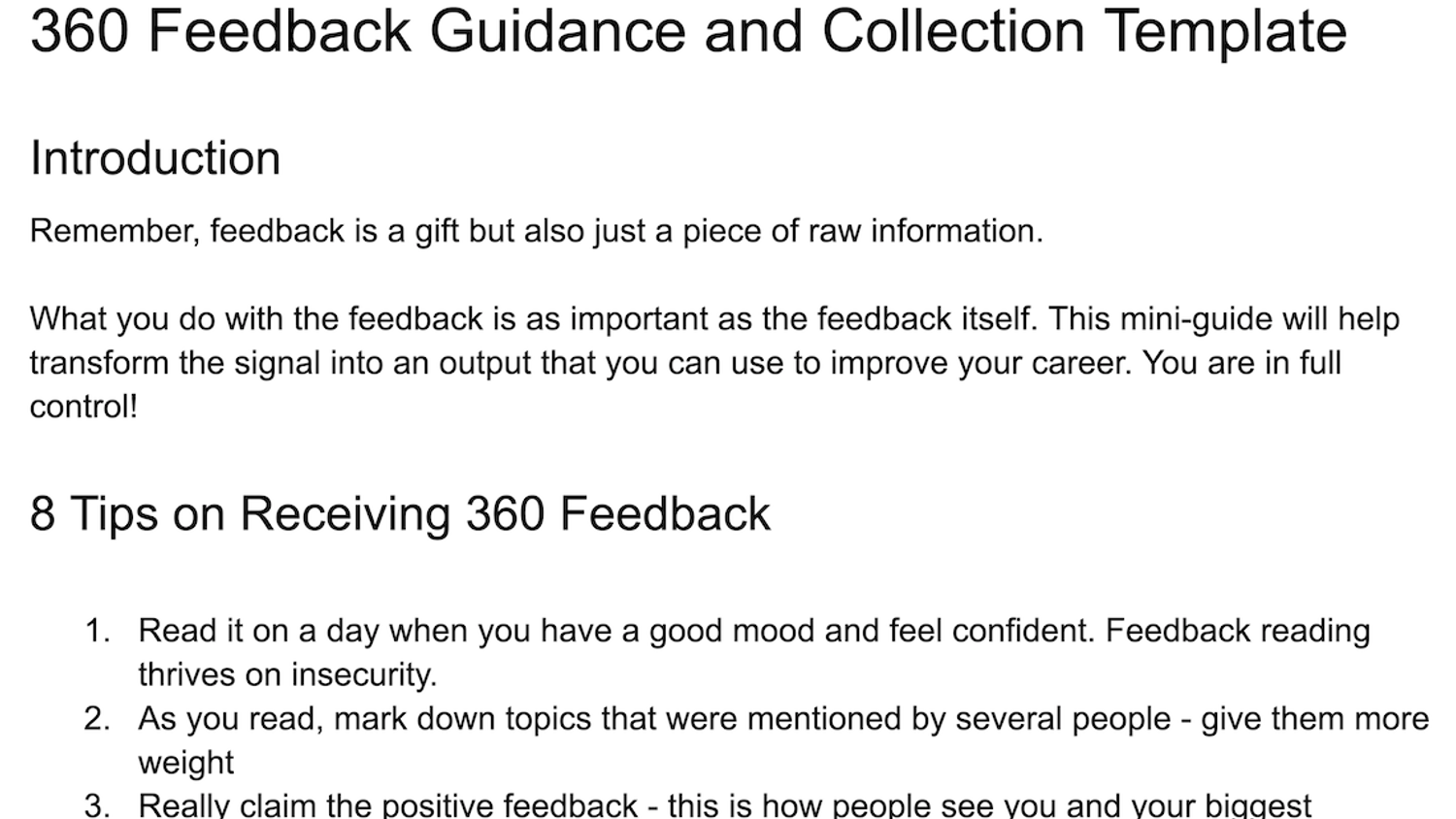 360 feedback template at SnapScan