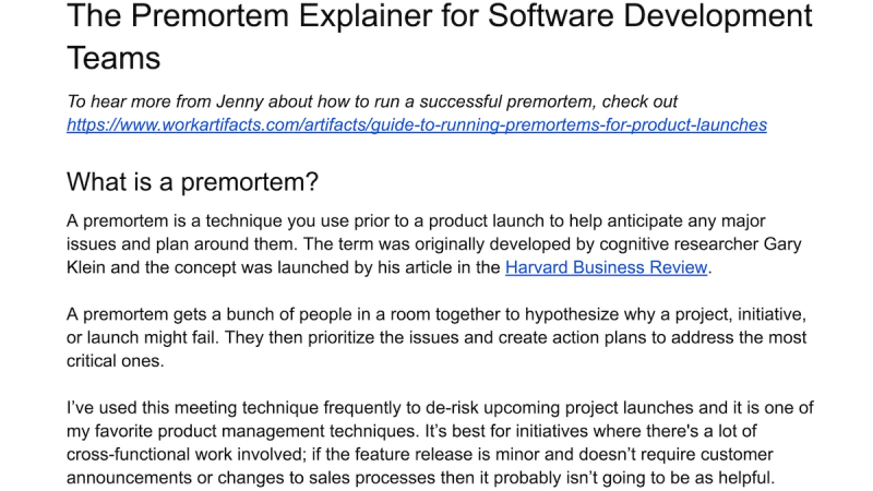Pre-Mortem Templates and Examples - Reforge