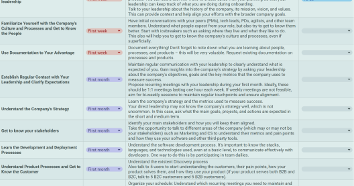 90-day plan for PMs at a New Company
