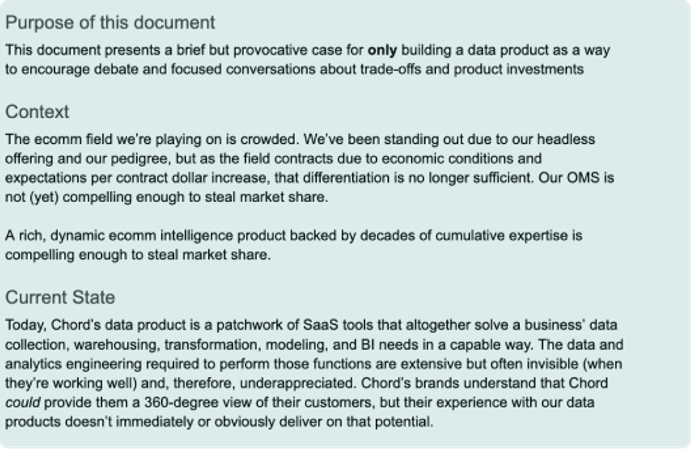 Data brief template for new dashboards at Healthcare CX Platform