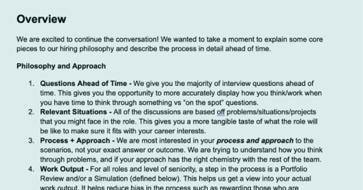 VP of People Interview Process at Reforge