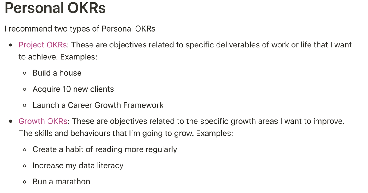Personal OKR guide by Chris Nicol