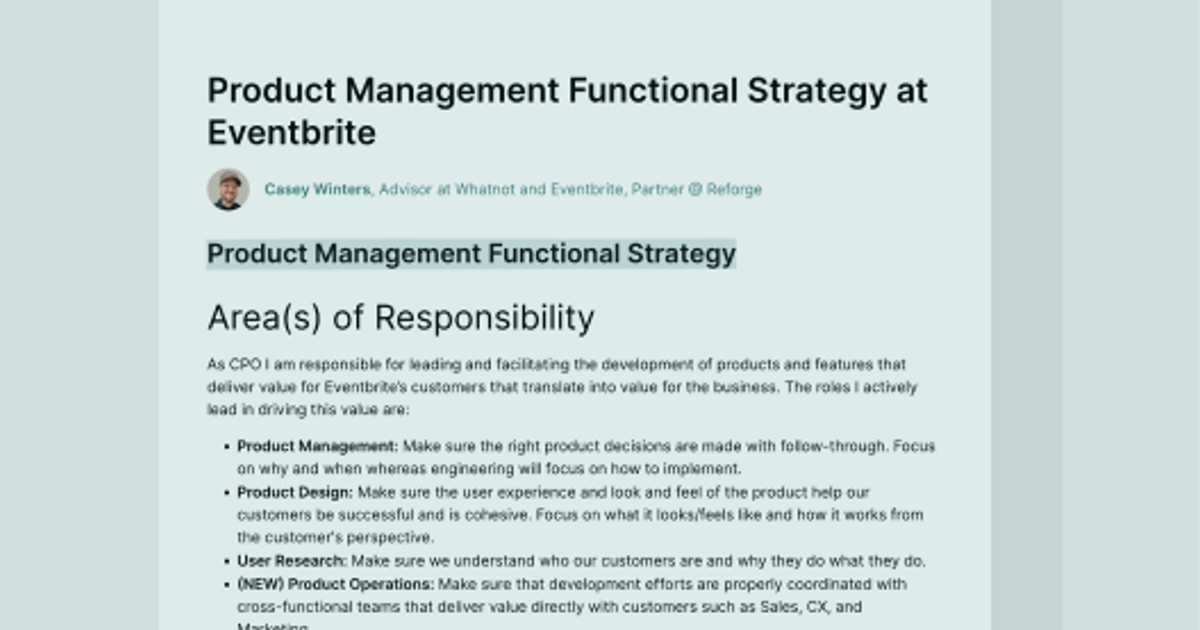 Product management functional strategy at Eventbrite