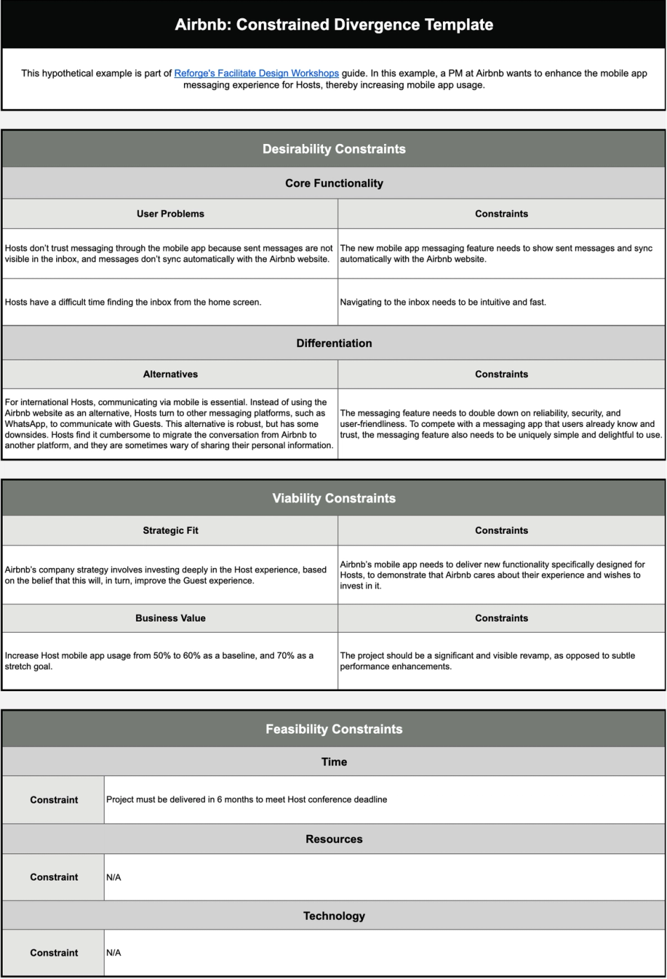 Design workshop prep template from Reforge