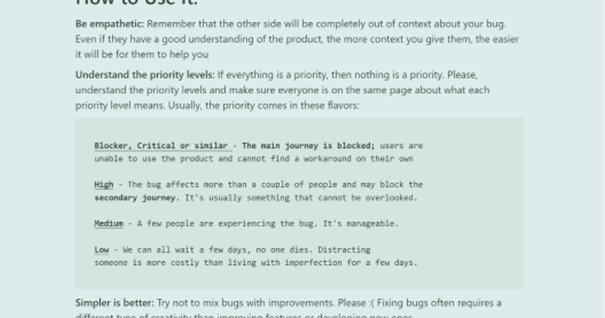 Bug log template at hugo