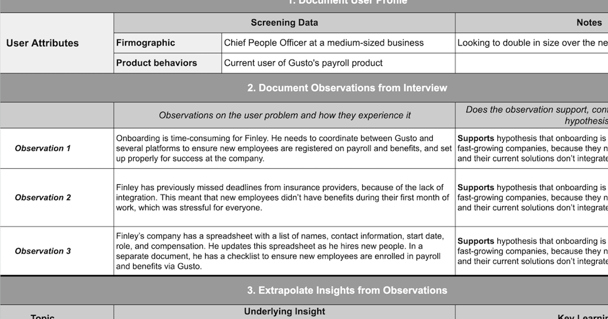 Refine user value template: Gusto example