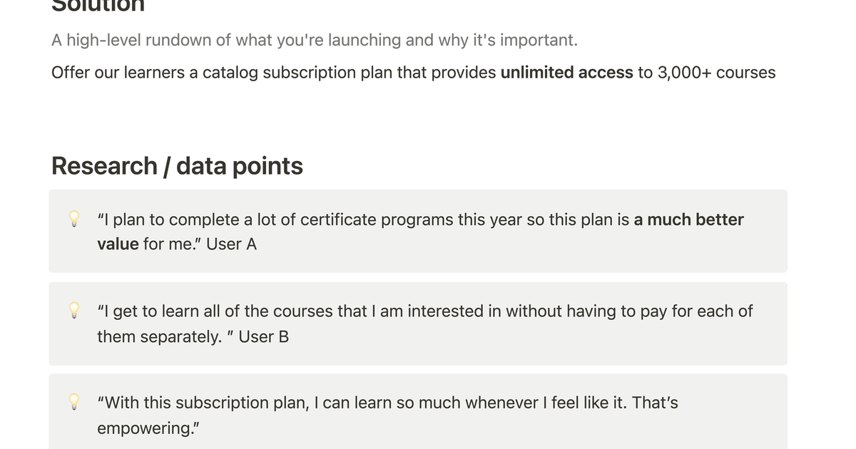 Design spec for new subscription tier at Coursera