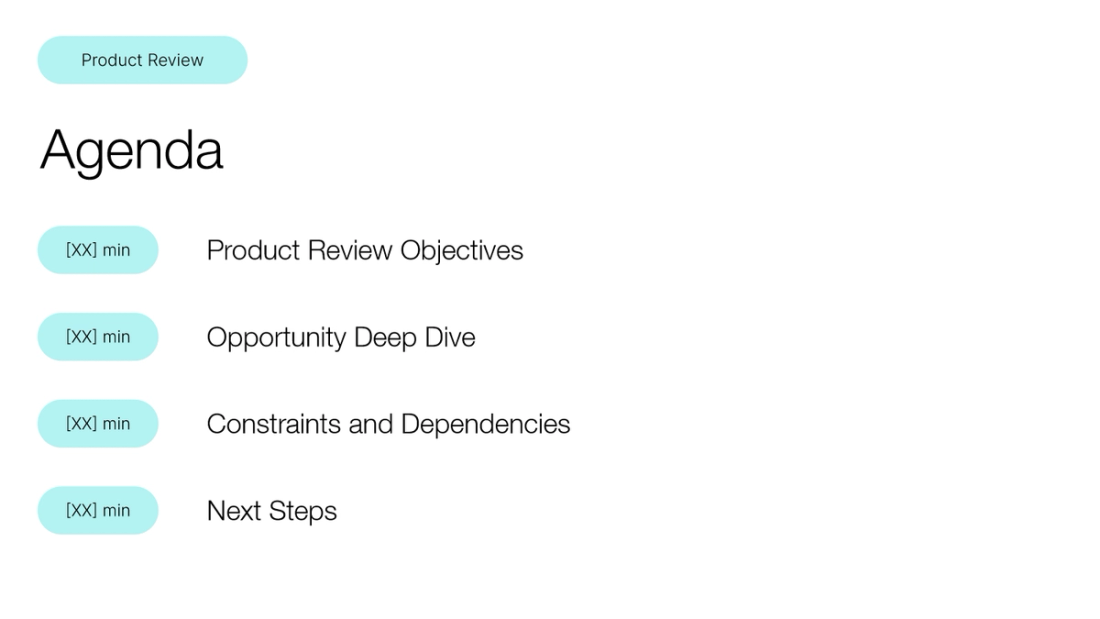 Product review template from Reforge