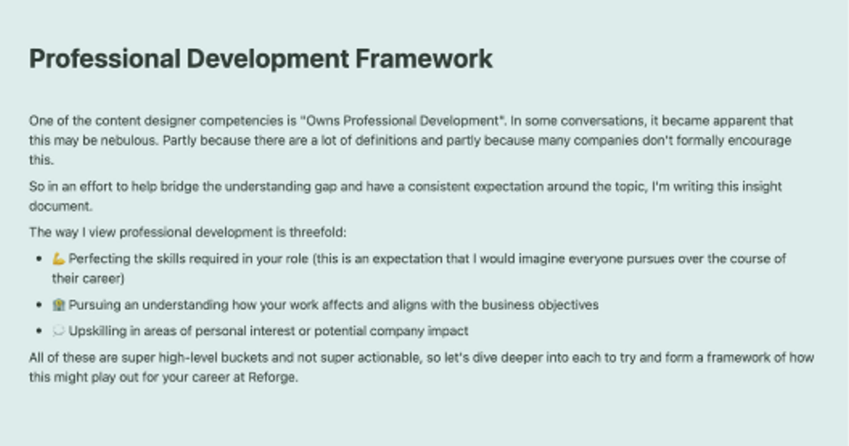 Professional Development Framework at Reforge