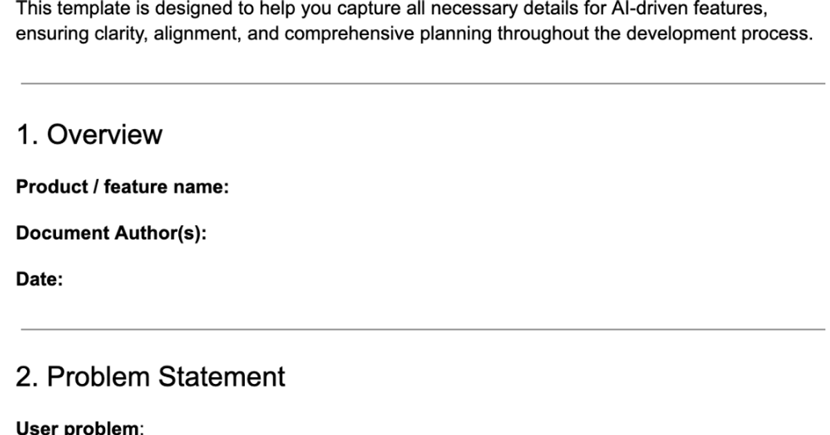 PRD template for AI-driven features