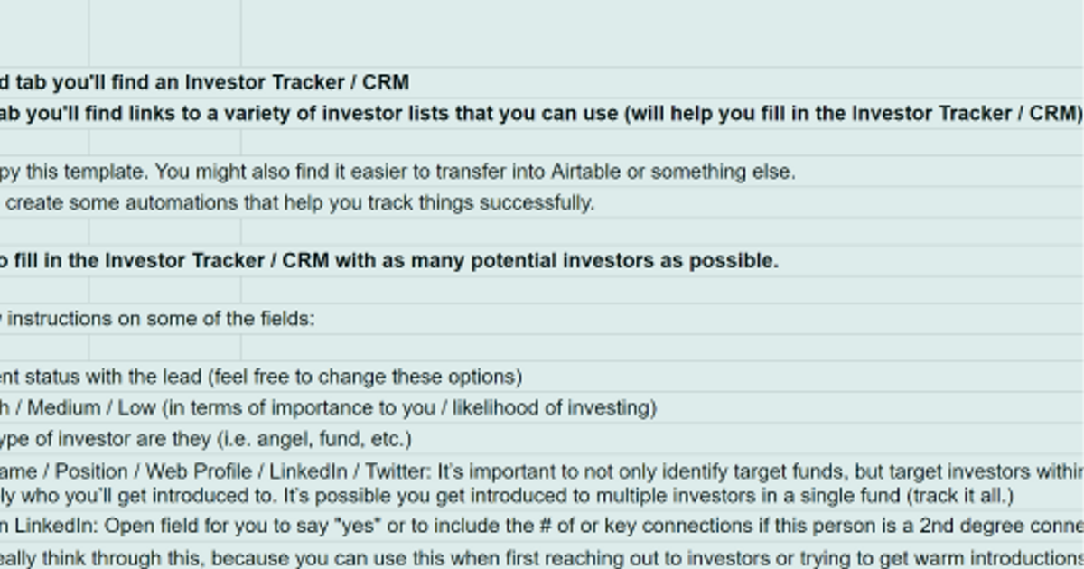 Investor Tracker / CRM from Highline Beta