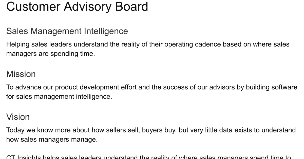 Customer Advisory Board Charter At Commercialtribe