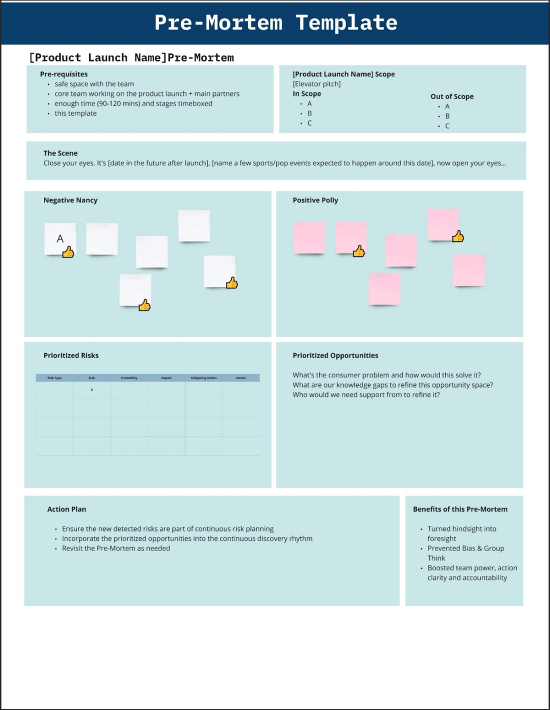 Product pre-mortem example and template at Adidas