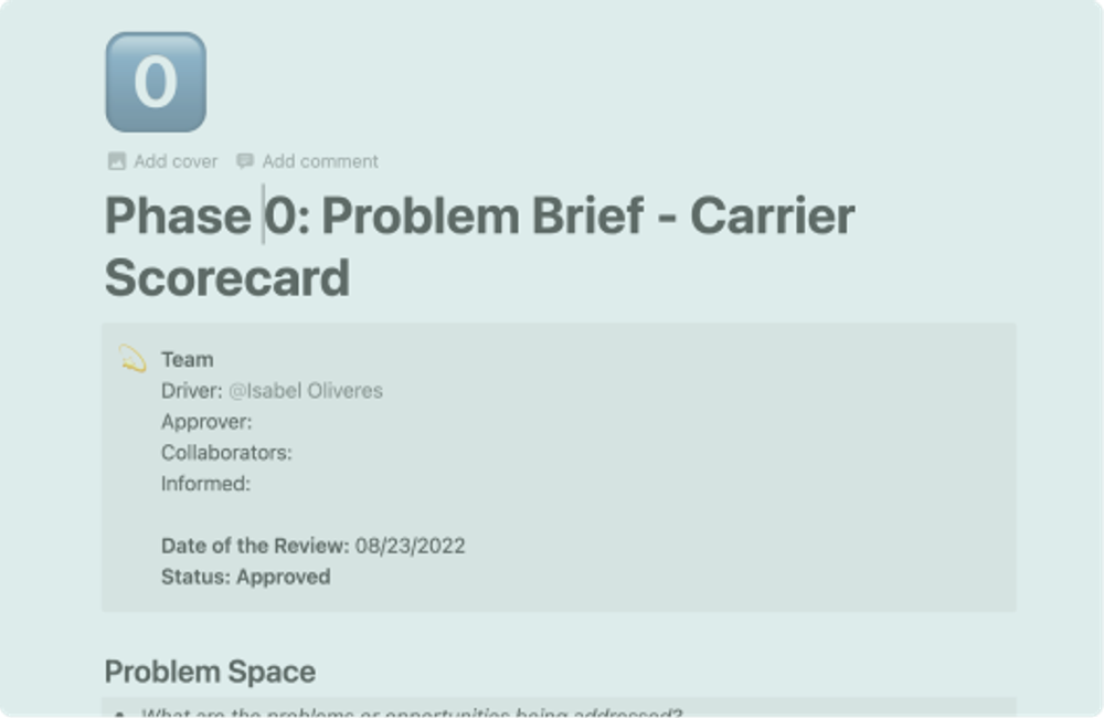 Product Problem Definition Brief Template at Clover