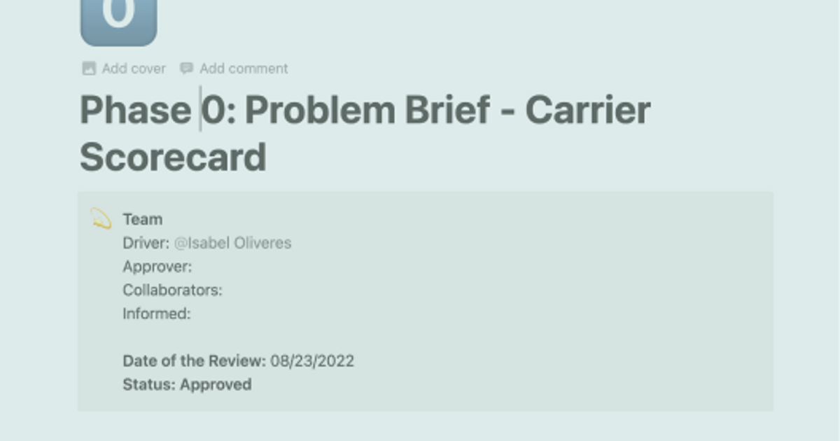 Problem Brief: Carrier Scorecard at Nuvocargo